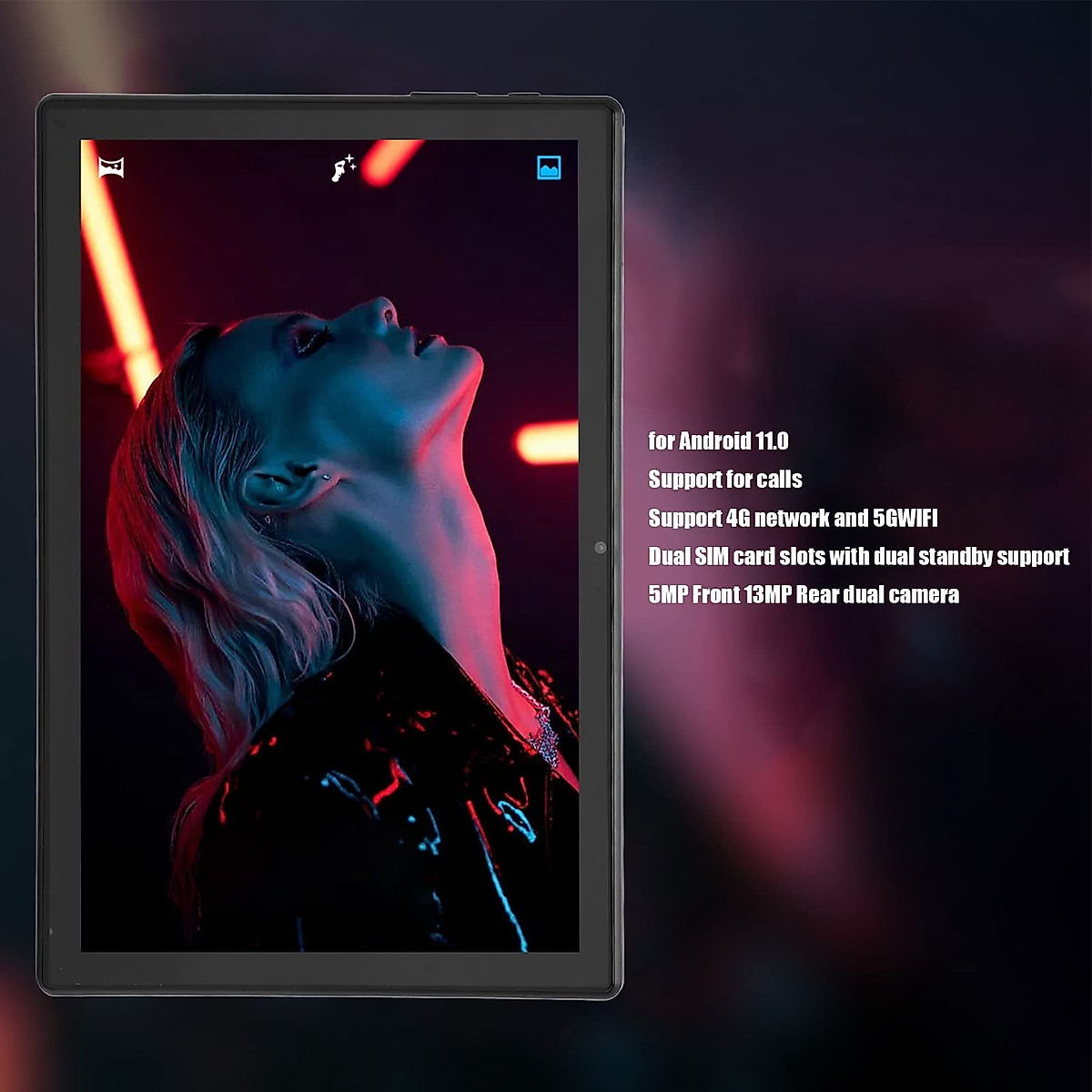 TOPINCN HD Tablet, Tablet PC 4G Network Support 6GB RAM 256GB ROM Octa Core Processor 5G WiFi 100-240V for Reading for Android 11 (US Plug)