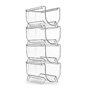 Vtopmart Refrigerator Wine and Water Bottle Holder, 4Pack Stackable Plastic Wine Rack Storage Organizer for Fridge, Cabinet, Pantry, Kitchen Countertops, Clear