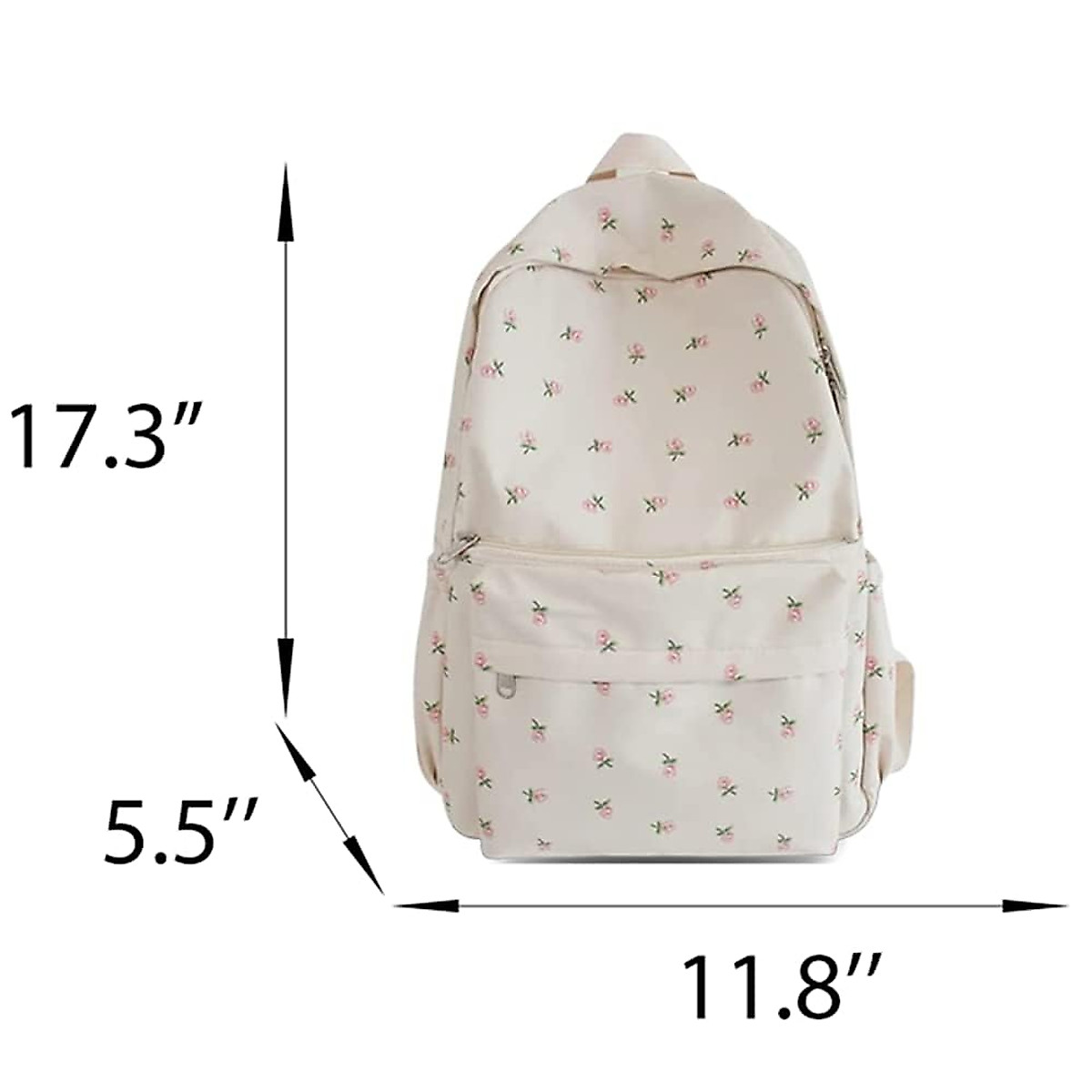 2023 Cute Preppy School Bag Floral Printed Kawaii Backpack Cottagecore Aesthetic Backpack BookBag Laptop Daypack (White)
