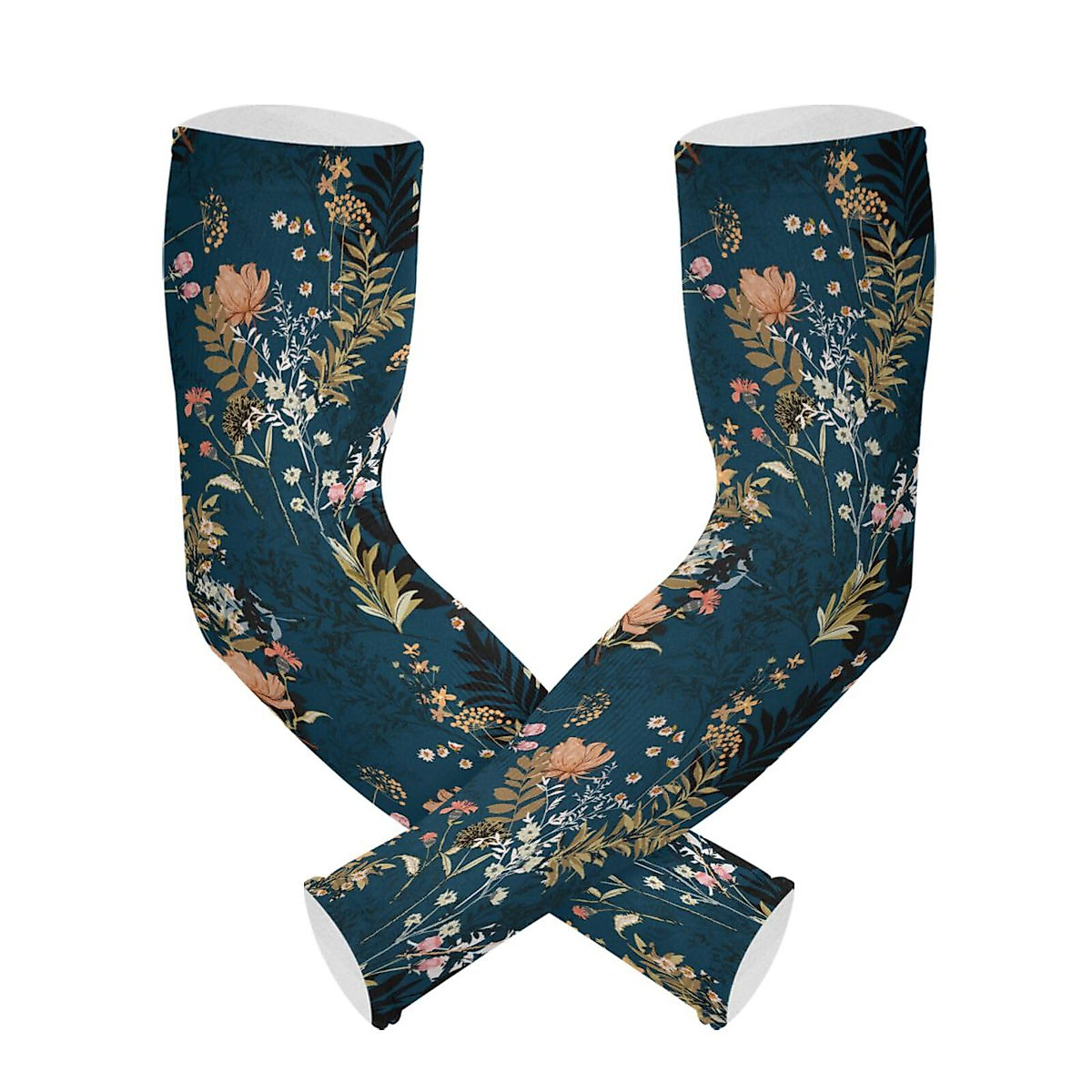 JUNZAN Gardening Sleeves for Women Sun Protection Arm Cooling Sleeves Garden Sleeves with Thumb Hole Navy Blue