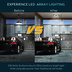 Asani LED Garage Light - Super Bright 1800 Lumen LED Ceiling Light with 12 Adjustable Panels - Easily Screws Into Standard E27 Bulb Socket - LED Shop Lights for Workshop, Barn, Storage - 180W (Bright)