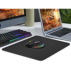Pupbbi Mouse pad 3 PCS of Black Standard Mouse Pads, Mouse pad with Stitched Edges，Rubber Anti Slip Base Mousepad，Mouse Pads for Office and Games, Washable，Square,10.3inch x 8.3inch x 0.12inch