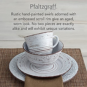 Pfaltzgraff Trellis White 16-Piece Dinnerware Set, Service for 4, Distressed White