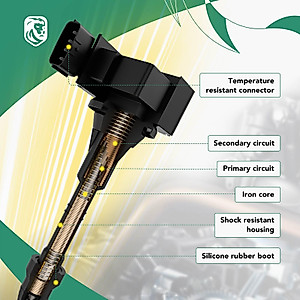 YHTAUTO Ignition Coil Replacement for Ford F-150 Explorer 2011-2017, Mustang 2011-2016, Edge Fusion Taurus Transit-150 250 350, Lincoln MKS MKX MKT MKZ, Mercury Sable, Mazda 6 CX-9 Replace 6736013