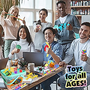 Fidget Sensory Toy Pack with Stress Balls for Kids, Teens and Adults, 60 Pack Figit Toys for Therapy Office Decor and Calm Corner Classroom, Fun Fidgeting Game for ADHD, Autism, Stress and Anxiety