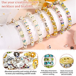 900 Pieces Rondelle Spacer Beads for Jewelry Making, 8mm Rhinestone Spacer Beads Crystal Bead Spacers for Bracelets, Focal Beads for Pen, 15 Colors