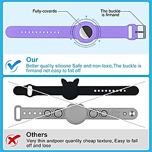 Airtag Wristband for Kids(2 Pack),Soft Silicone Waterproof Airtag Bracelet,Lightweight GPS Tracker Holder Compatible with Apple Airtag for Toddler Baby Children Elders (Baby Blue & Purple)