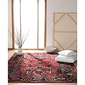 SAFAVIEH Vintage Hamadan Collection 5'3" x 7'6" Red / Multi VTH211A Oriental Traditional Persian Non-Shedding Living Room Bedroom Dining Home Office Area Rug