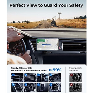Anwas Magnetic Phone Holder for Car, [Bionic Alligator Clip] Universal Strong Car Vent Phone Mount, [6 Strong N52 Magnets] Cell Phone Holder Compatible with iPhone Samsung LG Google Pixel, etc