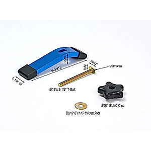 HOTTARGET Aluminum T-track Hold Down Clamps,6-3/8"L x 1-1/4"Width-Woodworking and Clamps (T-track Hold Down Clamps 2pk)