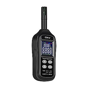 OXV Thermo-Hygrometer Digital Temperature Humidity Meter, Professional Psychrometer with Dew Point and Wet Bulb Temperature Reader,Min/Max Value,Data Hold,Color LCD Display