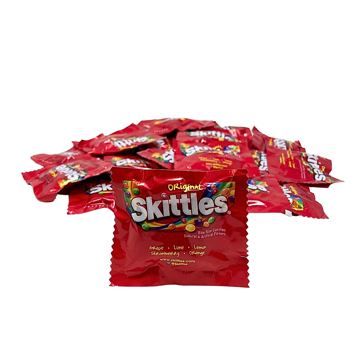 Skittles Original Flavor Candy Coated Fruit Chew Fun Size 1 Lbs Individually Wrapped Bulk Party Assortment 25+ Bite Size Mini Packs In Resealable Bag (16 Oz)