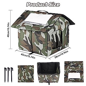 WHDPETS Cat House for Outdoor Cats, Weatherproof Feral Cat House with Mat and Doors, Easy to Put Together, Collapsible Warm Pet Nest Kitty Shelter for Winter, Never Blow Away