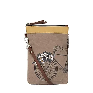 Mona B. Recycled, Upcycled Vintage Bike Canvas Collection with Vegan Leather Trim (Trust The Journey-Crossbody)