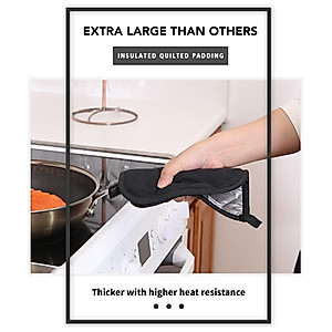 Joyhalo 4 Pack Pot Holders for Kitchen Heat Resistant Clearance Pot Holders Sets Oven Hot Pads Terry Cloth Pot Holders for Cooking Baking, Black