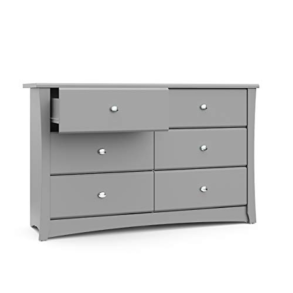 Storkcraft Crescent 6 Drawer Double Dresser (Pebble Gray) – GREENGUARD Gold Certified, For Nursery, Dresser, Kids Nursery Organizer, Chest of Drawers