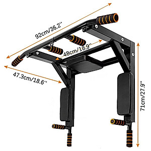 KDFJ Wall Mounted Pull Up Bar, Chin Up bar, Multifunctional Dip Station Indoor Home Gym Workout, Power Tower Set Training Equipment-Black