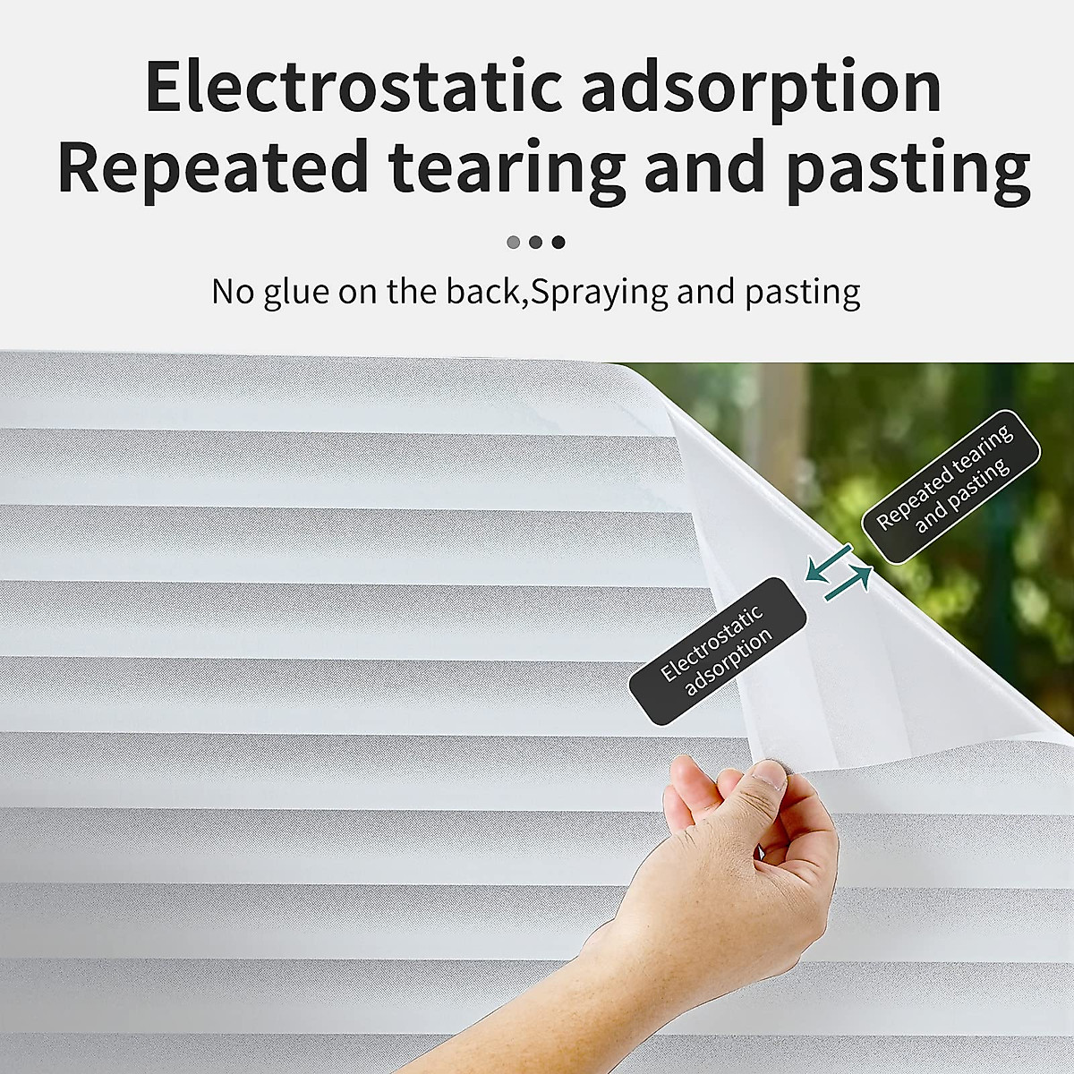 DERZGAO Window Privacy Film with Installation Tools, Blinds Pattern, Static Cling, Anti UV, Heat Control, Ideal for Home Shower Office Glass Door (Blinds Pattern, 17.5X78.7Inch)