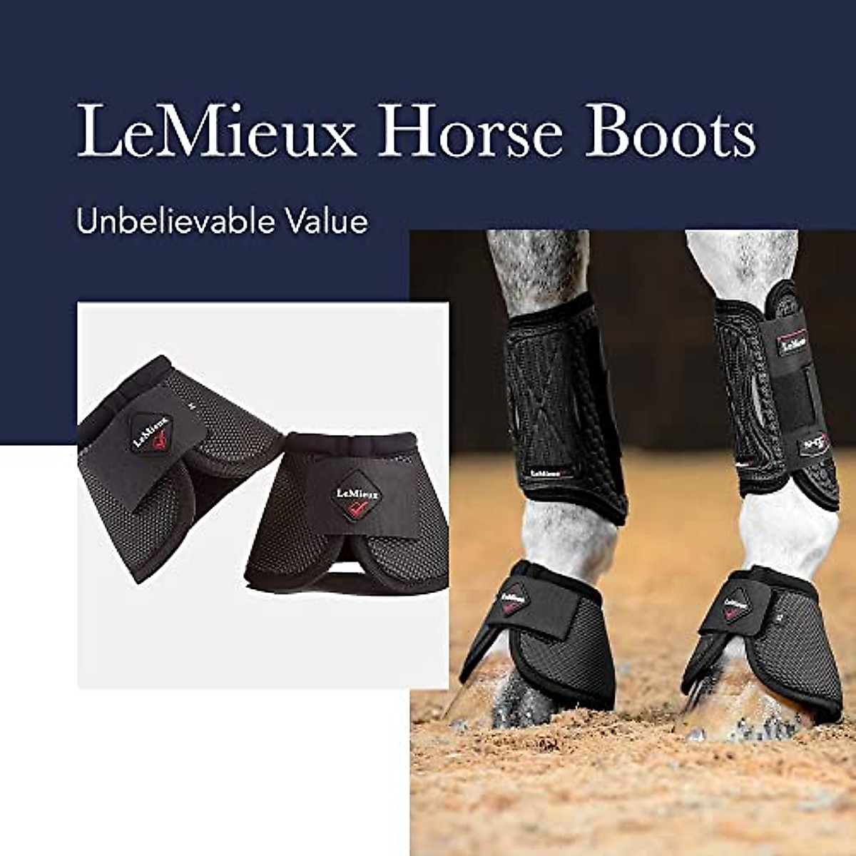 LeMieux Carbonite Overreach Horse Boots - Protective Gear and Training Equipment - Equine Boots, Wraps & Accessories (Black - Large)