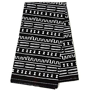 Ankara Fabric, 6 Yards/Black and White Print WP1442