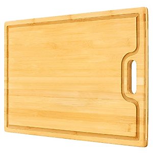 VaeFae 24 x 16 Inch XXX-Large Bamboo Cutting Board with Cutout Handle and Juice Groove, Heavy Kitchen Chopping Board for Meat and Vegetables