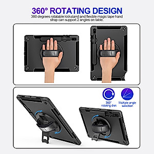 Case for Samsung Galaxy Tab S7 FE 2021/S8 Plus 2022 : Military Grade TPU Shockproof Heavy Duty Protective Cover for Tab S7 Plus 12.4 Inch with S-Pen Holder &Rotating Kickstand &Handle &Shoulder Strap