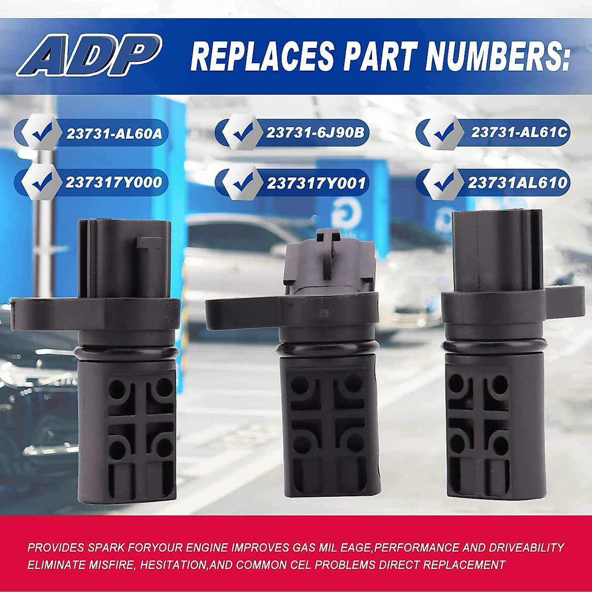 Camshaft Position Sensor Phase Set of 3 - Fits 3.5L, 4.0L V6 Nissan Altima, Murano, Maxima, 350Z, Quest, Pathfinder, Infiniti FX35, G35, QX45, M35 - Replaces 23731-AL61A, 237316J90B, 23731-AL61C