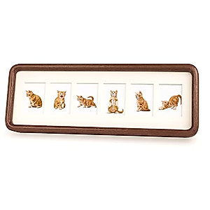 Solid Natural Wood Picture Frames with Mat for Wall Rustic Tabletop Collage Wall Decor Multi Openings Photo Frame 4x12/4x16 Matted to 1.5x2.5,Vertical or Horizontal Display for Wall (Walnut, 6 Opending)