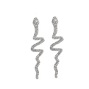 Denifery Snake Earrings Vintage Earrings Studs Dangle Earrings Long Silver Dangle Earrings Gold Snake Stud Earrings Snake Jewelry for Women (Silver F)