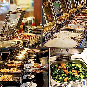 Electric Chafing Dish, Food Warmer for Buffet, Party Warming Trays with Viewing Glass Cover, Easy Clean Stainless Steel - Temperature Control(Size:3 grids)