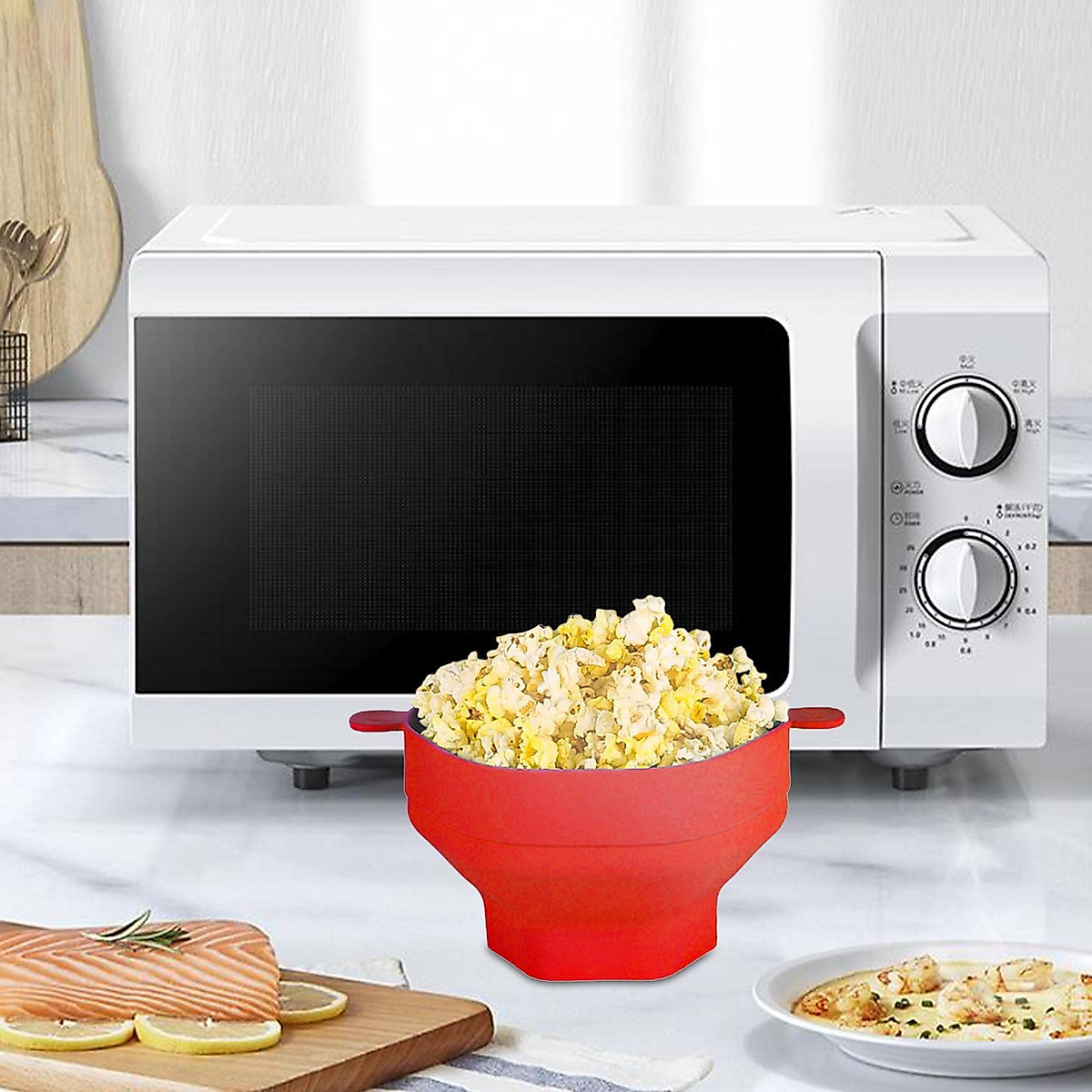 Micropop, Popcorn Popper Machine, Foldable Popcorn Maker With Double Handle, Silicone Microwave Popcorn Popper, Popcorn Collapsible Bowl With Ergonomic Design For Dorm Small Kitchen Office
