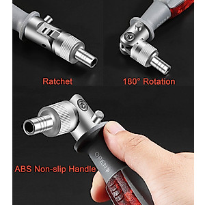 Deselen Ratcheting Screwdriver with Magnetic Bit Ratchet, Multi Bit Set, 10 in 1 Screwdriver Small Pocket Stubby Design, 1 Pack All in One Screwdriver (Red)