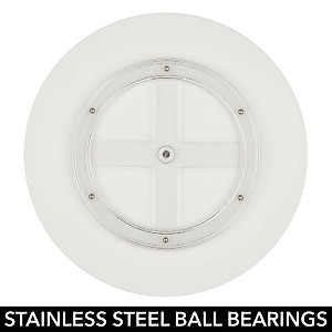 mDesign Modern Metal Lazy Susan Turntable Tray - Rotating Storage Spinner Organizer w/Bamboo Handles for Kitchen, Pantry, Cabinet, Table, Fridge, 11.5 Inch Round - White/Natural