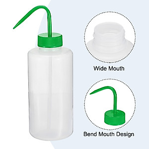 PATIKIL 1000ml Wash Bottle, 2pcs Plastic Squeeze Bottle Wide Mouth Bottle Watering Tools Foam Bottle for Green Soap Cleaning Washing Irrigation, Clear Green