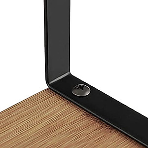 SONGMICS Cabinet Shelf Organizers, Set of 4 Kitchen Counter Shelves, Stackable, Expandable Spice Racks, Metal and Wood, Black and Natural UKCS10NB