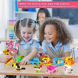 Animals Building Blocks Set, 122 Pieces Animal Building Toy Kit with Storage Box for Kids Ages 3 4 5 6 Years, Creative STEM Educational Preschool Toys for Toddlers Boys Girls Christmas Birthday Gift