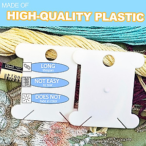 300 Pieces Plastic Floss Bobbins for Cross Cotton Thread Craft DIY Sewing Storage, Thread Organizer Holder, Embroidery Thread Cards Cross Stitch Bobbin, White