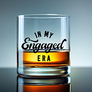 In My Engaged Era WIne and Whiskey Glass Gift Set | Engagement Gift for Couples | Boyfriend and Girlfriend | New Fiance Fiancee for Him and Her - His and Hers Glasses For Mr and Mrs Bride and Groom