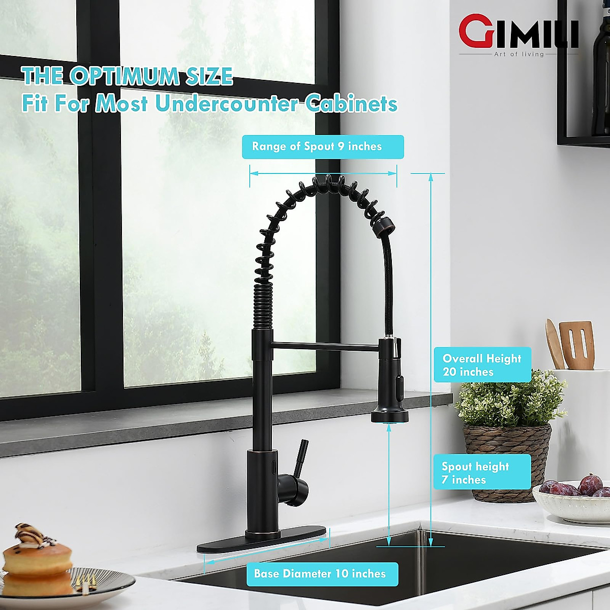 GIMILI Oil Rubbed Bronze Touchless Kitchen Faucet with AC Adapter, Motion Sensor Smart Hands Free Single Handle Kitchen Sink Faucet with Pull Down Sprayer