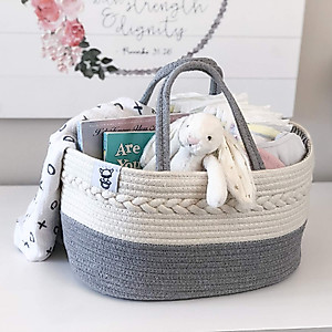 AWEHIRU YuanKanJu Baby Viking Diaper Caddy Organizer - Cotton Rope Storage Basket - Portable Changing Station - Backseat Car Organization for Kids - Boho Nursery Decor Registry Essentials