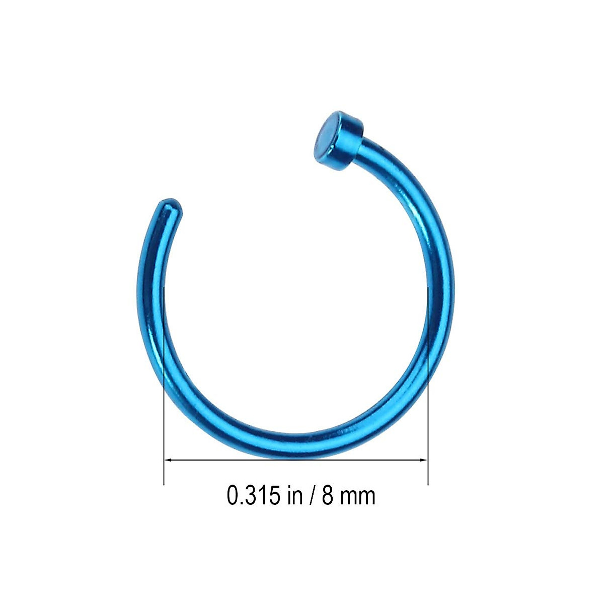 Generic 2 Pcs Unisex Surgical Steel Hinged Clicker Segment Nose Rings Hoop Helix Cartilage Earrings Titanium Steel Body Piercing Stud, Blue, 0.8 * 0.8 * 0.1 cm, WCXMI043160DZ16O2