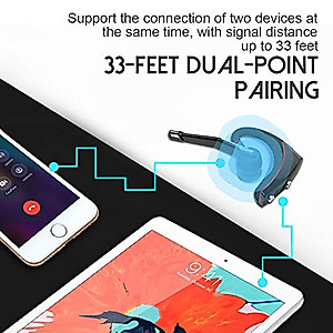 Bluetooth Headset,V5.0 Hands-Free Wireless Business Bluetooth Earpiece with Noise Reduction Mic for Cell Phones-Compatible with iPhone and Android,Work for Office/Workout/Driving