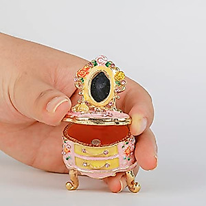 SEVENBEES Small Fairy Dresser Jewelry Boxes Pink Girls Dresser Figurines Collectibles Trinket Box Hinged for Women