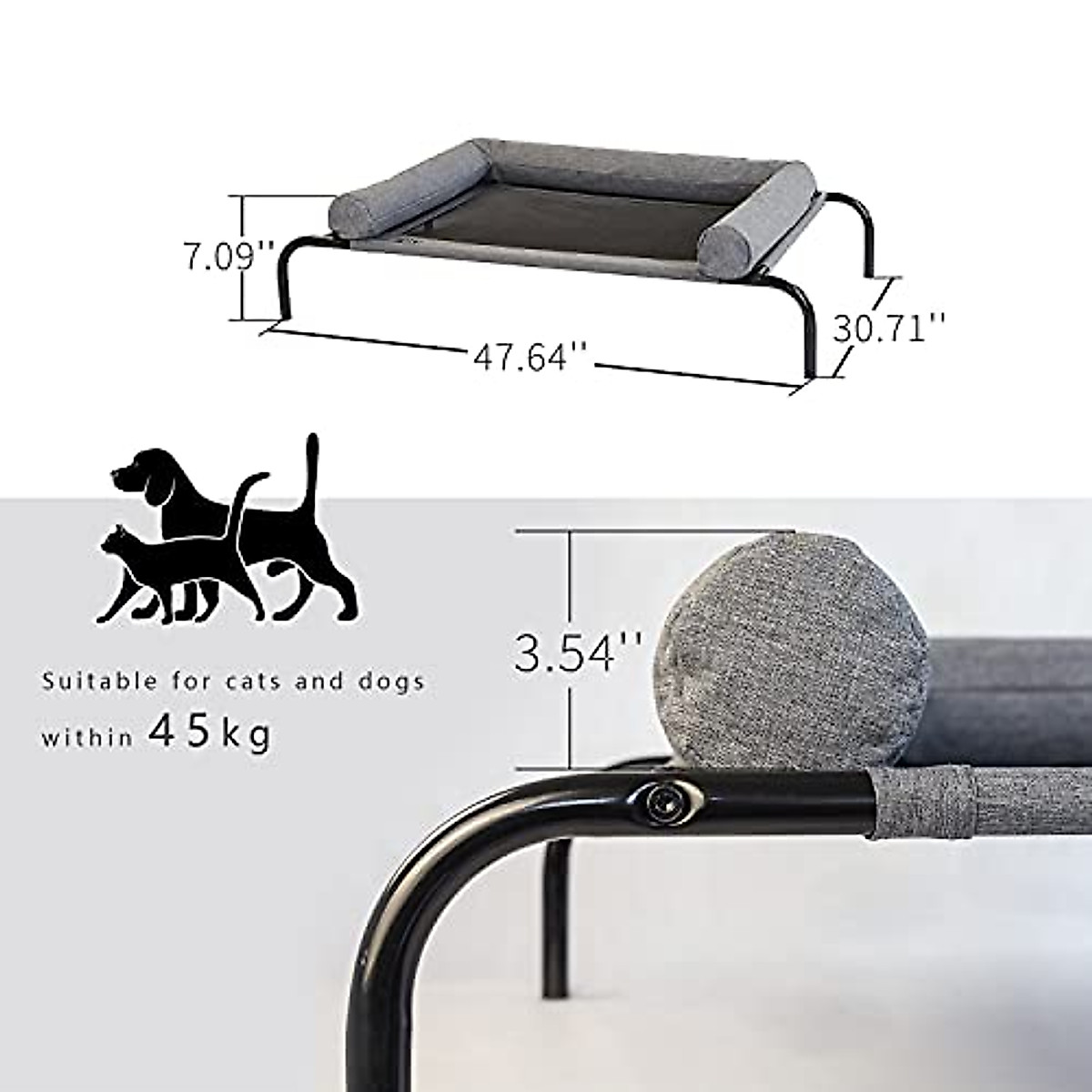 objoy Original Elevated Dog Bed Protable Raised Pet Cots with Soft Side for Large Medium Small Dogs, Sturdy Frame& Breathable Mesh for Indoor Outdoor Use (L)