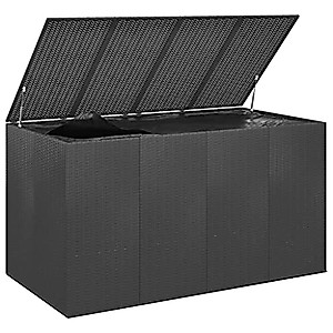 vidaXL Patio Cushion Box Garden Outdoor Lawn Yard Terrace Balcony Backyard Storage Chest Cabinet Cushion Box Furniture PE Rattan Gray