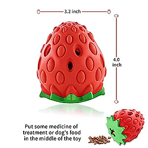 Askhald Strawberry Dog Toys, Dog Chew Toys for Aggressive chewers, Indestructible Dog Toys for Boredom, Dog Toys for Aggressive Chewers, Interactive Dog Toys for Small Medium Large Dogs (Strawberry)