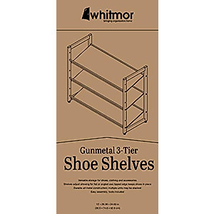 Whitmor Steel Mesh 3-Tier Shoe Rack, Gunmetal Gray