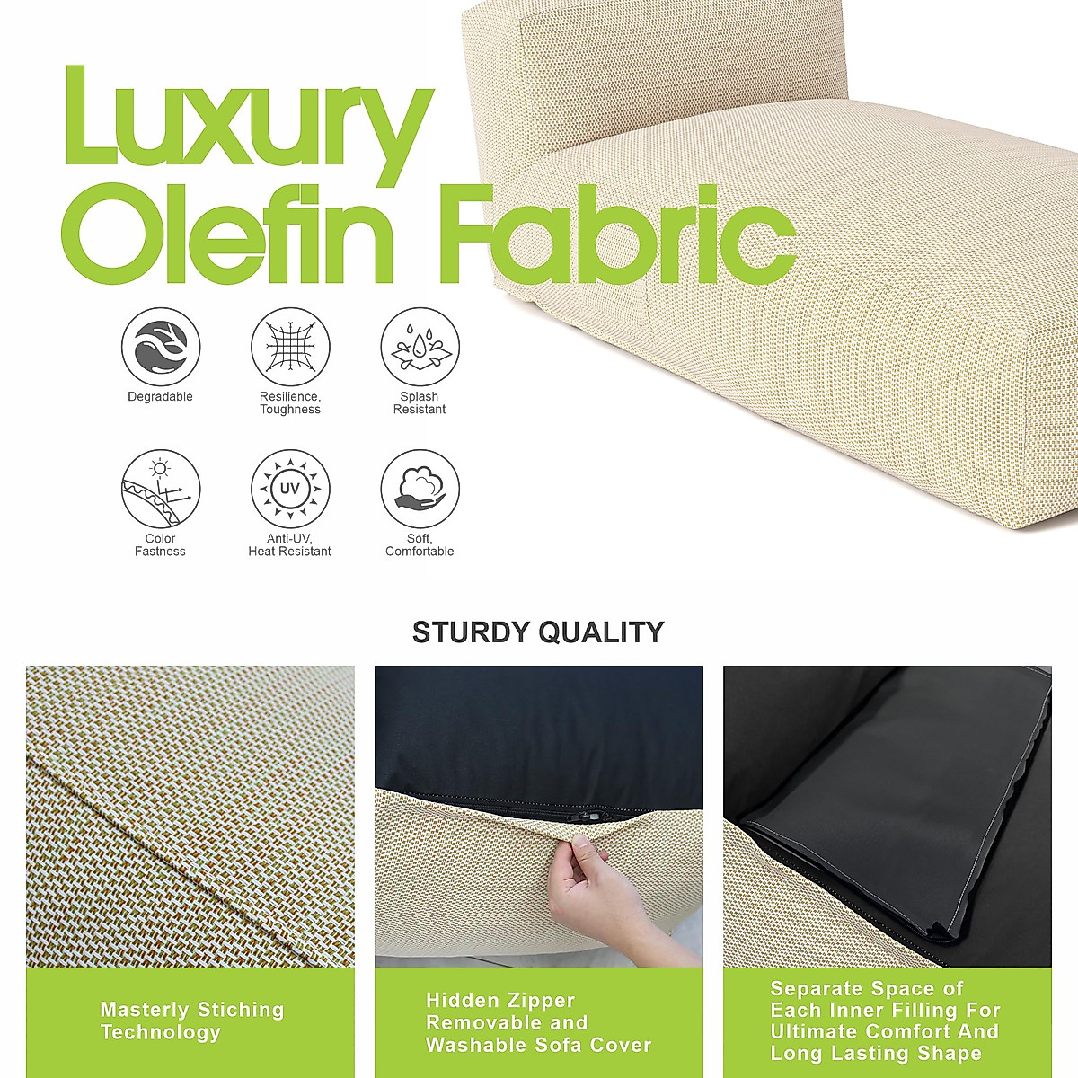 OPEAK Patio Furniture Chaise Lounge Chair Outdoor Reclining Chair Garden Pool Lounge Chairs for Outside Sunbathing Recliners Outdoor Bed Beach Chaise Lounge Chair Sunbed (Light Orange, 70'' Length)