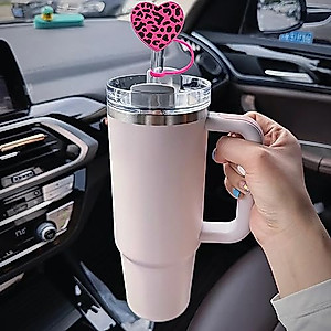 10mm Straw Cover for Stanley 40oz & 30oz Tumbler, Amreich Straw Covers Straw Topper Heart Design Silicon Straw Cap Straw Tips Lids Cute Straw Protector Straw Decorations