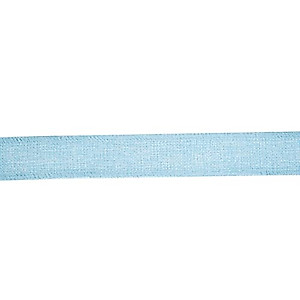 MEEDEE Light Blue Wired Ribbon 1.5 Inch Wired Edge Blue Burlap Roll Baby Blue Burlap Ribbon Blue Ribbon for Baby Shower, Wreath, Gift Wrapping, Garland, Bows Making, Swag, Home Decor (10 Yards)